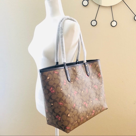 Coach | Bags | Coach Reversible City Tote Floral Butterfly Purse | Poshmark